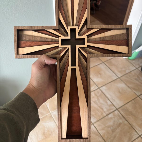 Layered Wooden Cross Walnut Top Layer. - Etsy