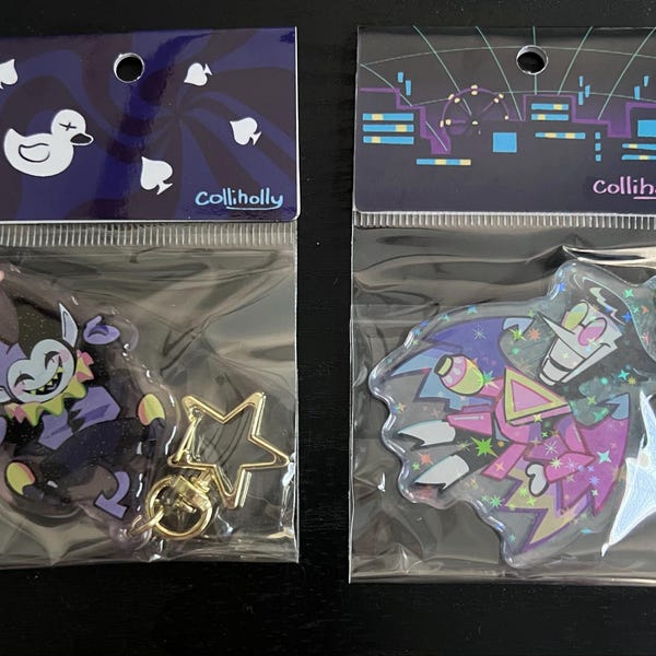 Jevil Deltarune Glitter Keychain - Acrylic Epoxy Charm 2.5in. - Etsy