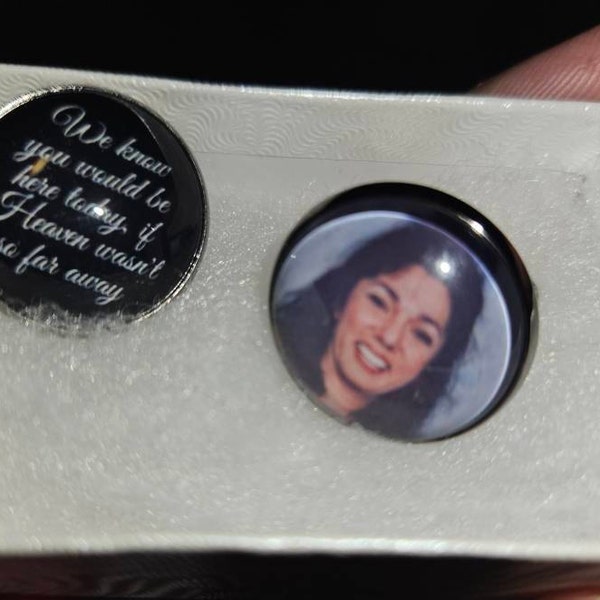 Memorial Cuff Links - With Photo - If Heaven Wasn't so Far Away - Groom ...