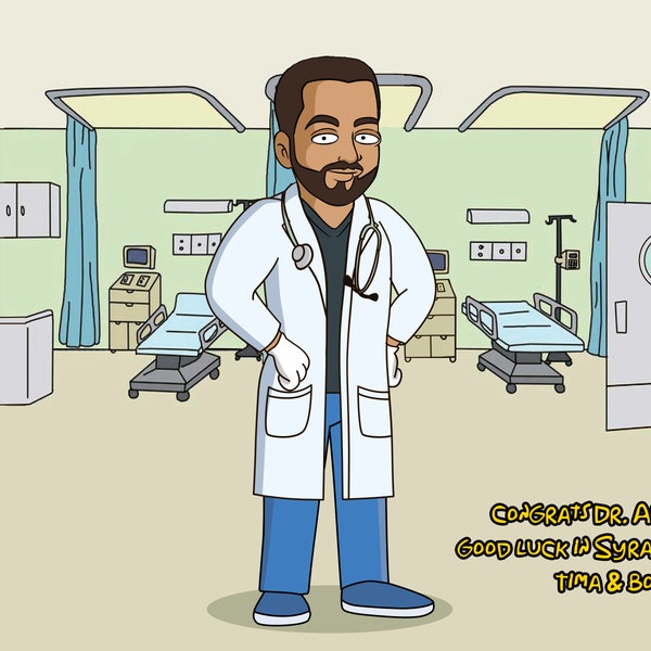 ER Doctor Gift - Custom Portrait as Cartoon Character / Intensivist ...