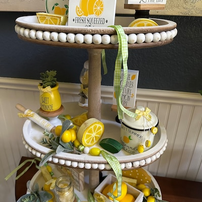 Target Mini Bar Cart Decor, Lemon Decor, Lemon Tiered Tray Decor ...