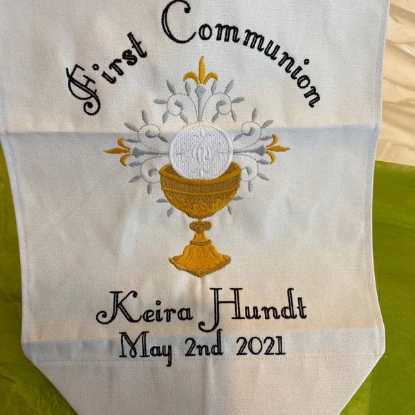 Personalized First Communion Banner With Ornate Embroidered Chalice - Etsy