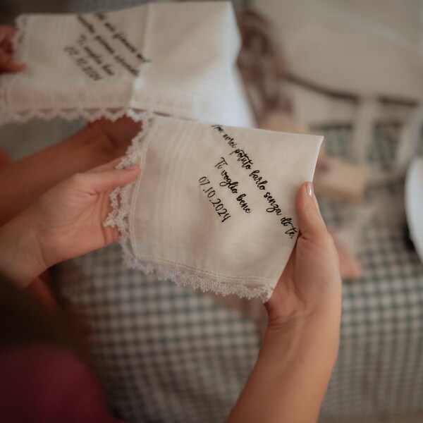 Elegant Lace Wedding Handkerchief, Embroidered Wedding Napkins, Father ...