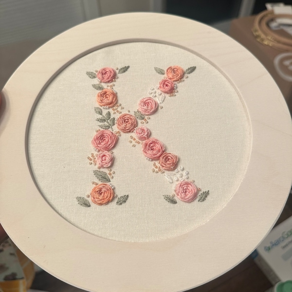 PDF Pattern+ Video Tutorial/alphabet-rose-hand Embroidery Pattern ...