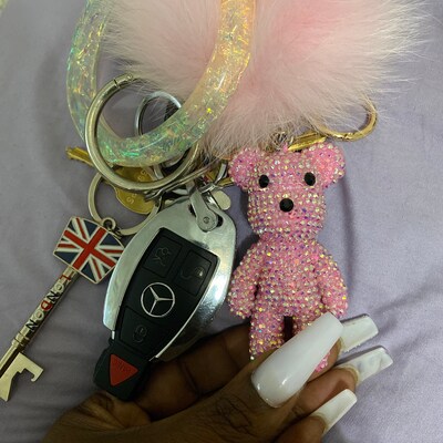 Crystal Bear Key Chains Bag Charms Pink Bling Teddy Bear With - Etsy