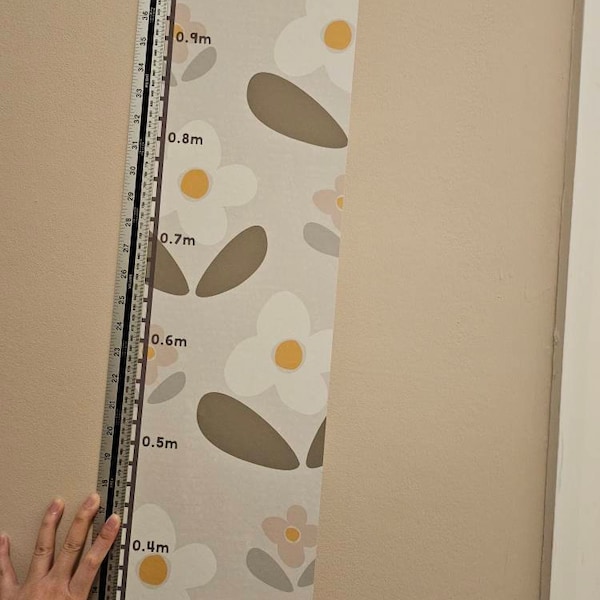 Flowery Height Chart Fabric Wall Sticker - Growth Chart Decal - Peel ...
