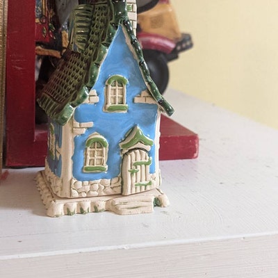Blue Ceramic Incense House.handmade Incense Holders .incense - Etsy