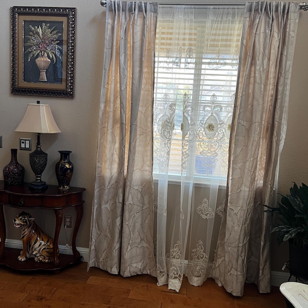 Custom Made Luxury Curtain and Side Tulle Elegant Style for Living Room ...