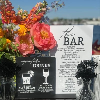 Signature Drinks Bar Sign With Icons Pictured Signature Drinks Bar Sign ...