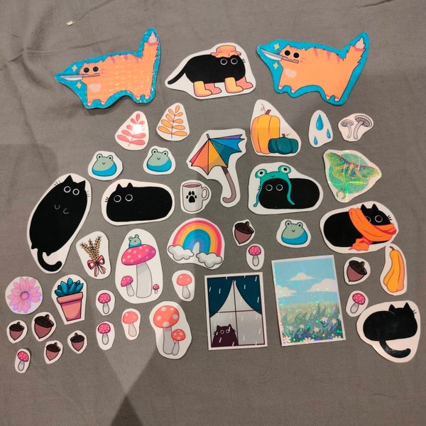 Autumn Cat Sticker Bundle / Sticker Pack / Hydroflask Stickers / Vinyl ...