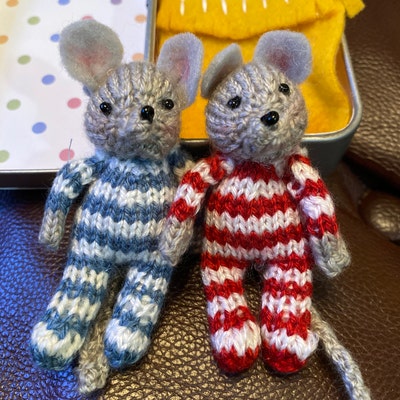 MICE IN A BOX, Knitted Mice, Soft Mice, Collectible, Mice, Mini Soft ...