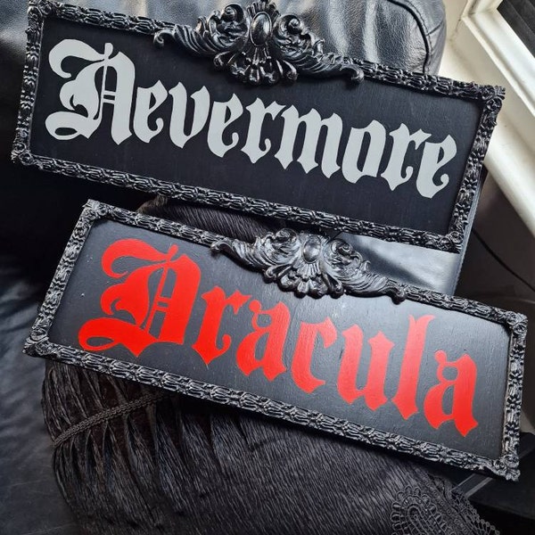 Gothic Wall Plaque, Silver Funeral in Progress Wooden Plaque, Gothic ...