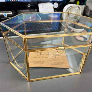 Card and Gift Holder Golden Brass Glass Cards Box for - Etsy