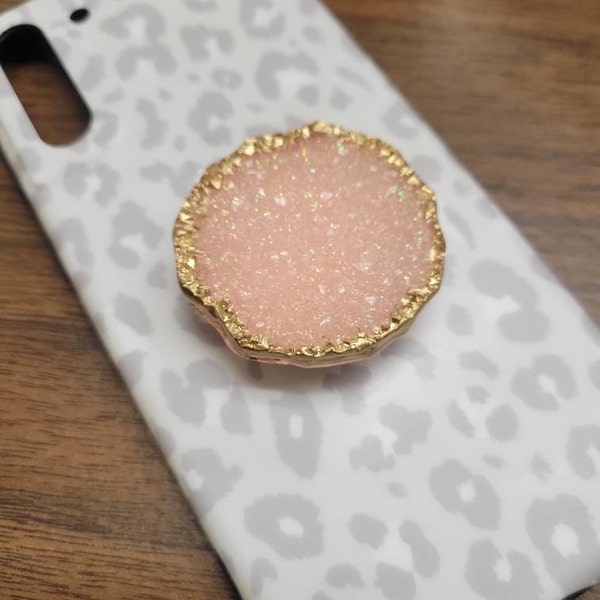 Dusty Peachy Gemstone Druzzy Holographic Agate Geode Inspired Popsocket - Etsy