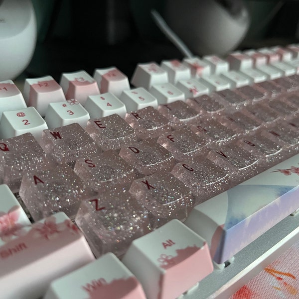 Pink Glitter Resin Key Caps Set (letters and Punctuation Only) - Etsy