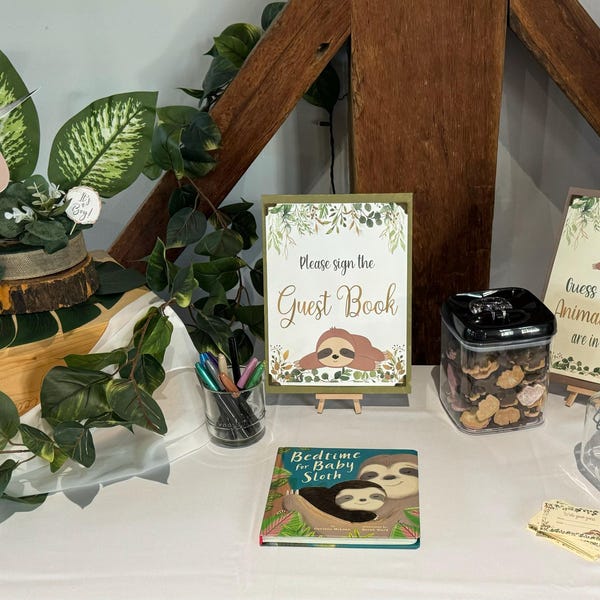 Sloth Baby Shower Centerpieces, Greenery Baby Shower Decorations, Sloth ...