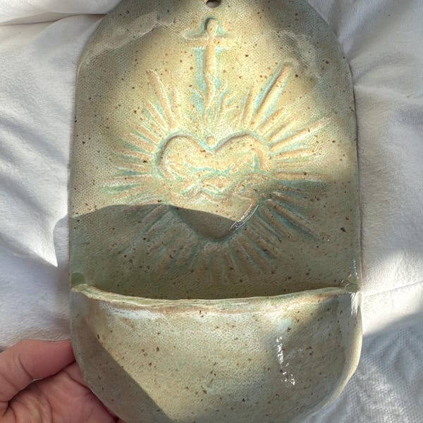 Handmade Sacred Heart Holy Water Font – Ceramic Catholic Decor - Etsy