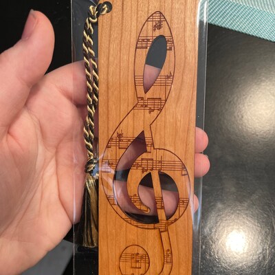 Music Bookmark, Treble Clef Bookmark, Music Style Bookmark, Wood ...