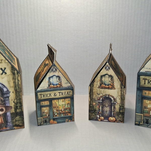 Halloween House Gift Box Set, Printable Halloween Treat Boxes, DIY ...