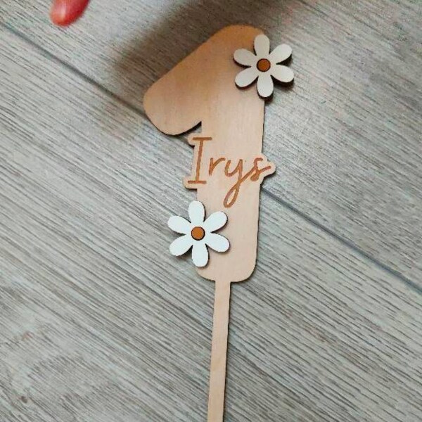 Personalized Daisy Number Cake Topper, Baby First Birthday, Custom Name ...