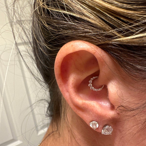 6mm 14K Solid Gold Helix Earring/cz Septum Ring/tragus Hoop/hoop ...