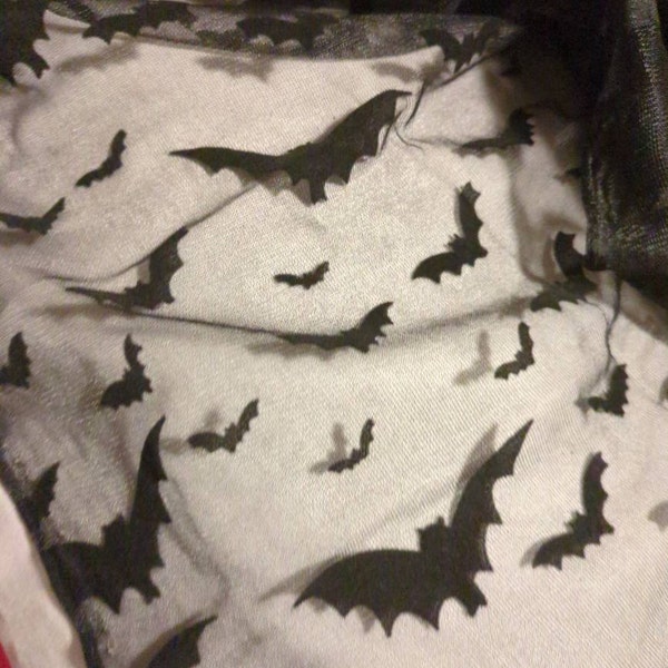 Mesh Fabric With Bats Black Bat Flocking Fabric for Halloween Flying ...