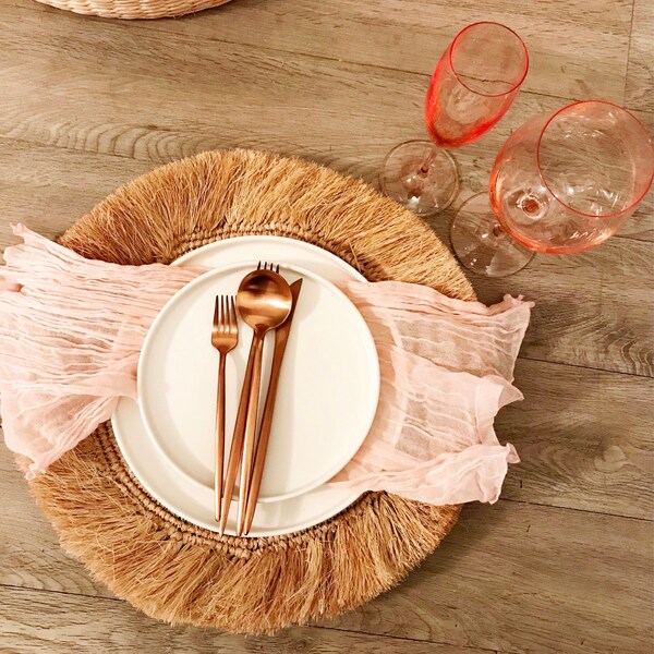 Natural Raffia Placemats, Boho Placemats, Fringe Placemats, Raffia Placemats & Table Charger ...
