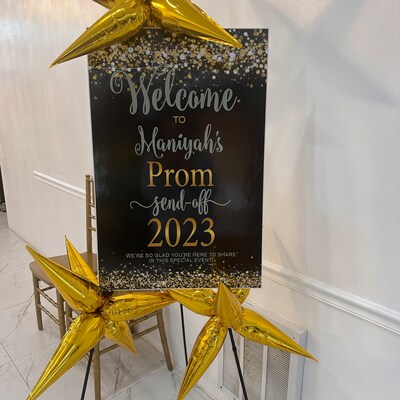 Prom Send-off Party Personalized Welcome Sign Printable Silver Confetti ...