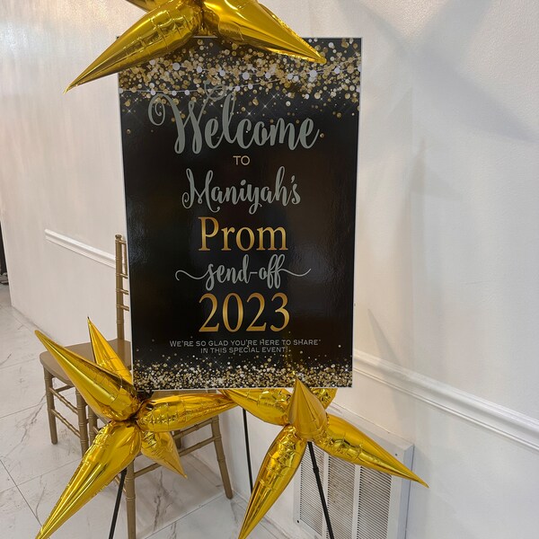Prom Send-off Party Personalized Welcome Sign Printable | Silver ...