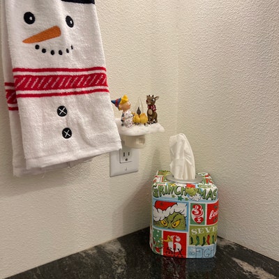 Blue Tissue Box Cover, Floral Printed Tissue Box Cover, Spring Decor ...