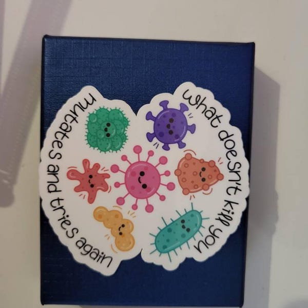Science Sticker Bacteria Lab Vinyl Ticker Virus Science Funny Stickers ...