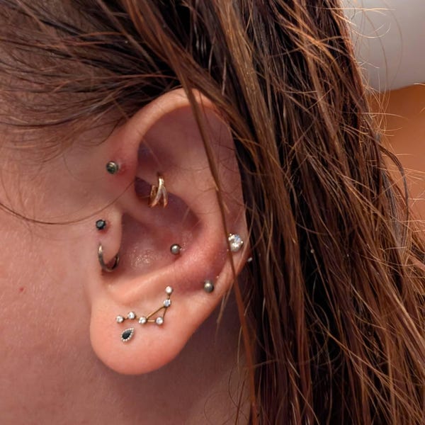 Implant Titanium Push in Threadless Nose Set ,L Bend Nose Stud ...