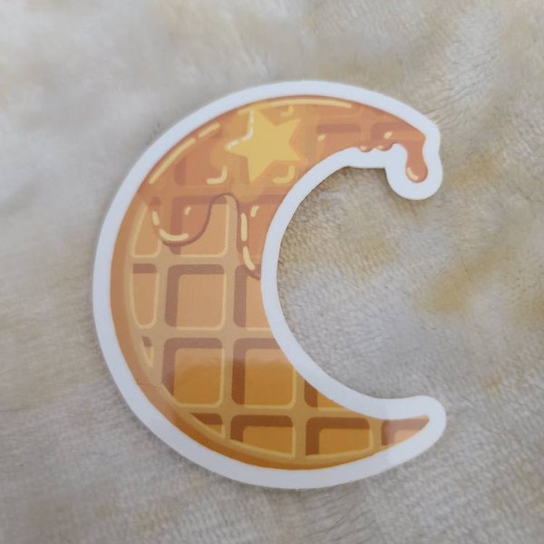 Waffle Moon Sticker | Food Sticker | Cute Sticker | Kawaii Sticker ...