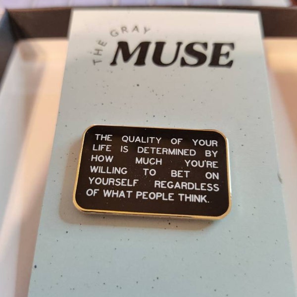 The Quality of Your Life Text Enamel Pin, Mental Health Quotes ...