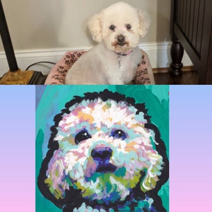 Cockapoo art print of pop dog art painting bright colors 8x8 | Etsy