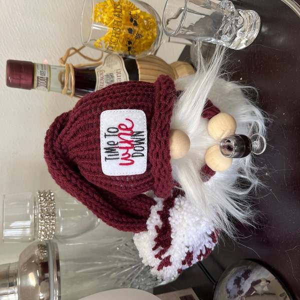 Wine Gnome, Bar Gnome, Party Gnome, Kitchen Gnome, Knitted Gnome, Wine ...