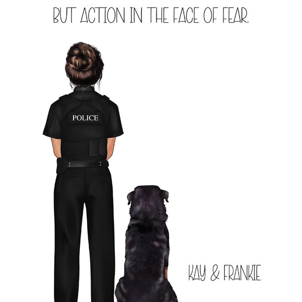 Police Officer & Pet Print | Police Dog Print | K9 Portrait | Patrol ...