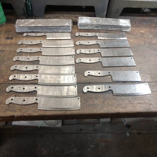 Set of 5 Damascus Billets 10" Long Custom Handmade Damascus Steel ...