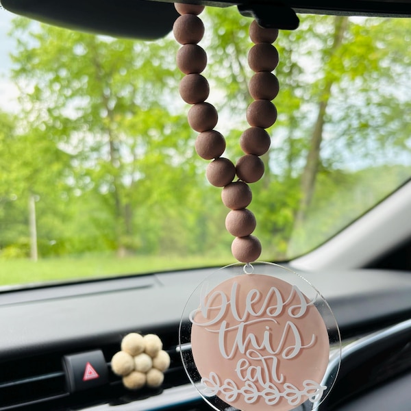 Christian Wood Bead Rearview Mirror Car Charm - Etsy