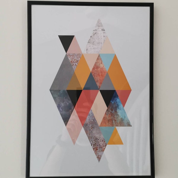 Geometric Retro Triangles, Scandi Print, Geometric Print, Triangle ...