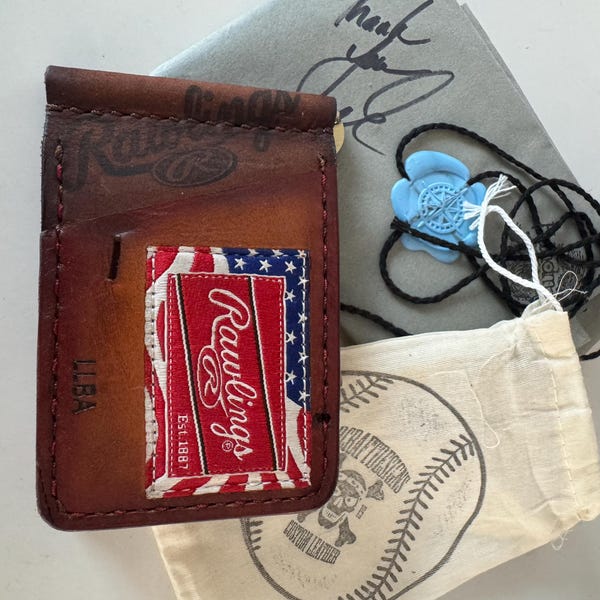 Minimalist Leather Three Pocket Baseball Wallet Featuring Baseball ...