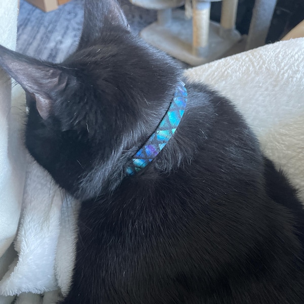 Periwinkle Gold Star Cat Collar With Bell, "moon Shadow" Breakaway ...