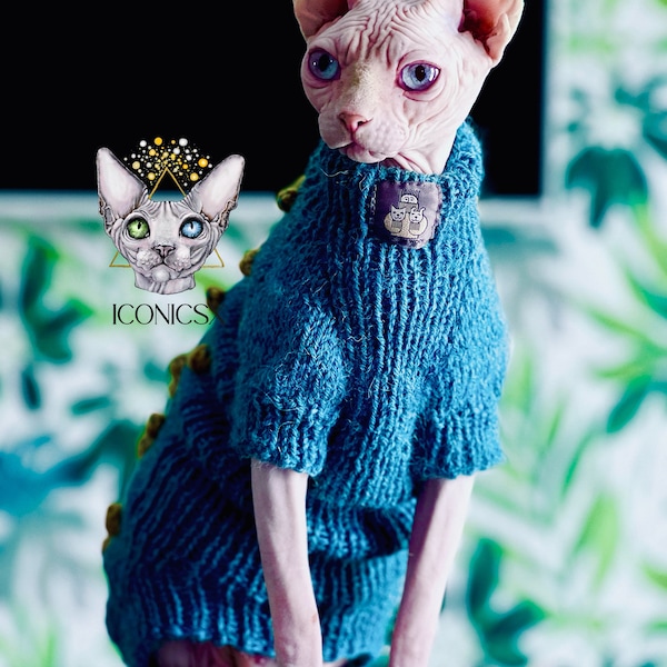 Yellow Cat Hat Hand Knit Sphynx Cat Accessories Pet Winter Beanie for ...