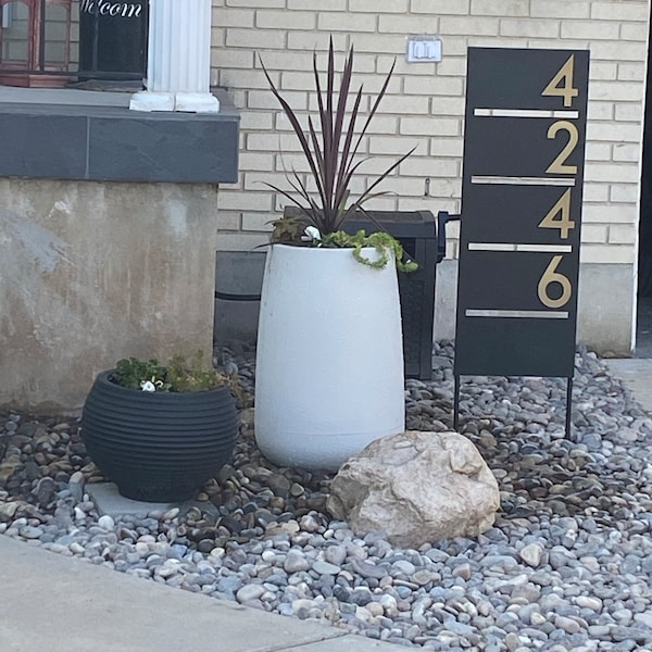 Enfield XL Address Yard Sign: 6" Aluminum Numbers, Vertical Yard Plaque ...