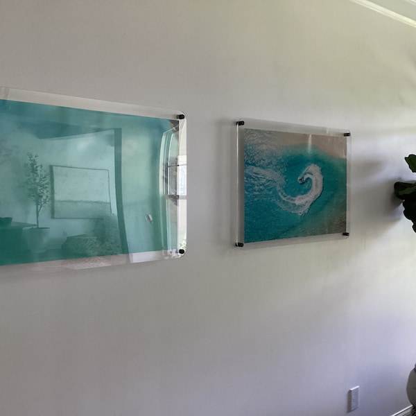 Round Corner Acrylic Floating Picture Frame: Double Panel Art Display ...