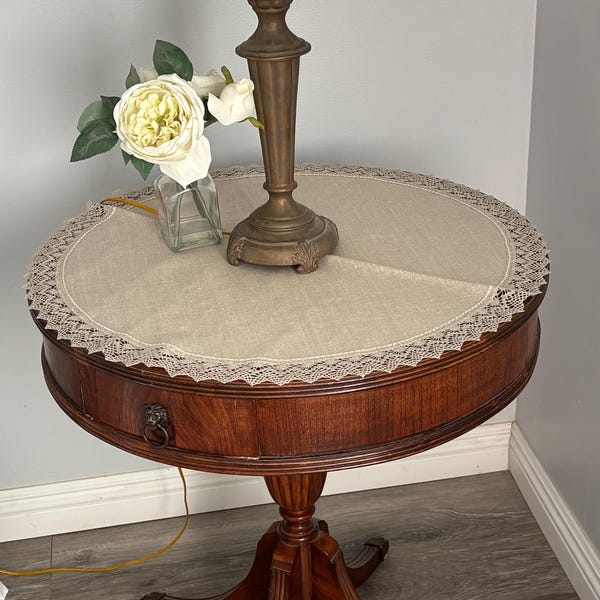 Off White Linen Lace Dresser Scarf Narrow Rectangle Doily Table Runner ...