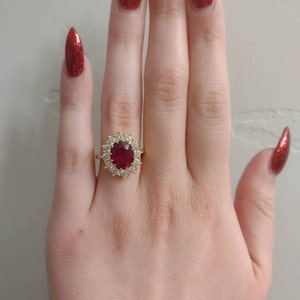 Natural Red Ruby Engagement Ring 4ct Emerald Cut Vintage Rose Gold ...