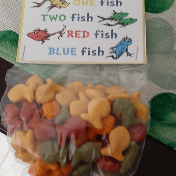 Dr. Seuss Treat Bag Card, Dr. Seuss Printable, One Fish Two Fish, Dr ...