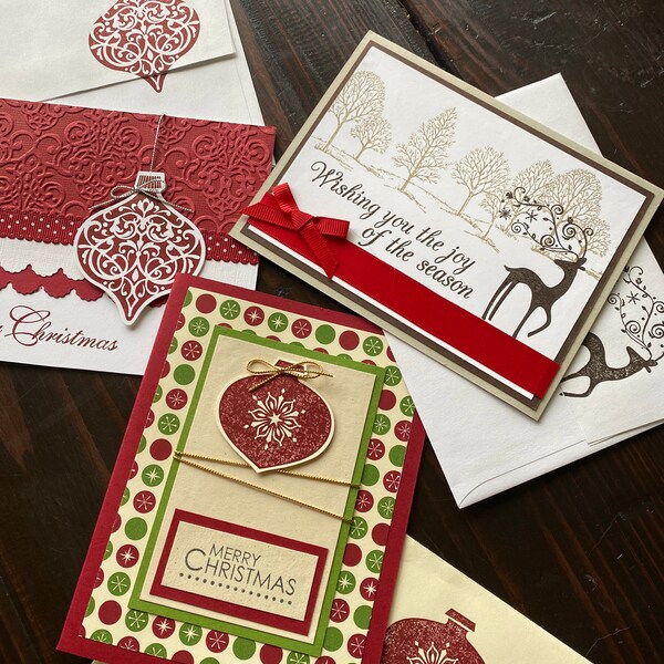 Happy Holiday Cards, Christmas Card Pack, Hand Stamped Cards, Family ...