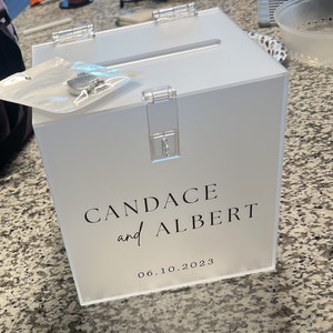 Personalized Name Card Box Wedding Acrylic Card Box With Lock and Key ...